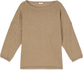 Oltre Femme, Pulls, Vert, Taille: 42/44 FR Pull avec micro-cristaux