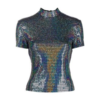 Chiara Ferragni Mock Neck Schwarzes T-Shirt - - Tops - Damen - Schwarzk - S