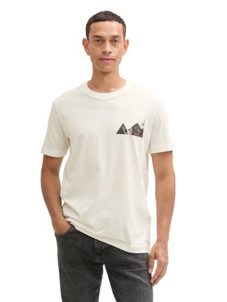 Tom Tailor Herren T-Shirt mit Fotoprint, 10332 - Off White, XL