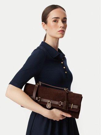 Tommy Hilfiger Handtasche American Icon Clutch Suede AW0AW19515 Braun