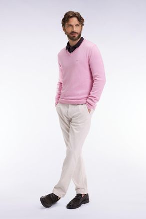 Eden Park Pull Col V En Laine Et Coton Rose