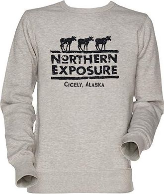 Vendax Northern Exposure Logo Worn Unisexe Homme Femme Sweat-Shirt Jersey Gris Mens Womens Jumper Sweatshirt Grey