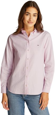 Tommy Jeans Damen Hemd Oxford Regular Fit, Mehrfarbig (Pink/White Stripe), XL