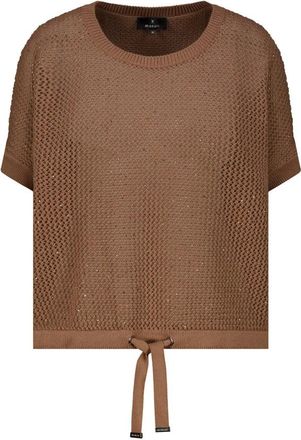 Monari Ajour-Strickpullover mit Strasssteinen - - Knitwear - Damen - Braun - M