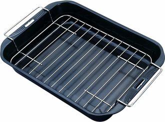 Tescoma Saphir Tiefer Bräter mit Rost, 38 x 28 cm, Schwarz