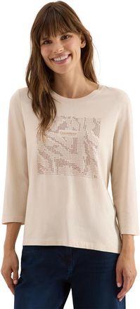 Cecil Damen 3228053 Shirt mit Schmucksteinen, Oat Milk beige, XX-Large