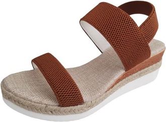 Generic Sandales confortables pour femme - Espadrilles décontractées - Sangle de cheville - Bout ouvert - Chaussures dété, kaki, 35.5 EU
