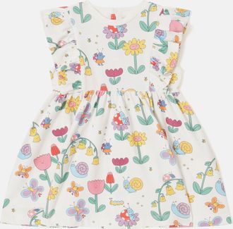 Stella McCartney Floral Print Cap-Sleeve Dress, Woman, Ivory/Multicolour, Size: 3m