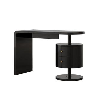 Vicco Schreibtisch Lara, Schwarz Hochglanz, 120 x 50 cm mit 2 Schubladen