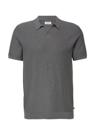 s.Oliver Kurzarmpullover Strickpullover Strick-Poloshirt in Flammgarnstruktur