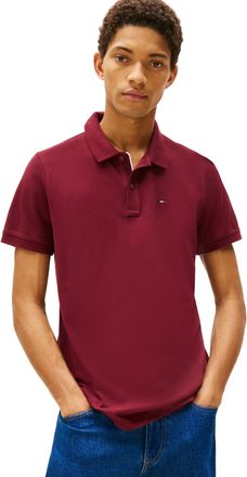Tommy Jeans Herren Poloshirt Kurzarm Slim Placket Slim Fit, Rot (Red Wine), L