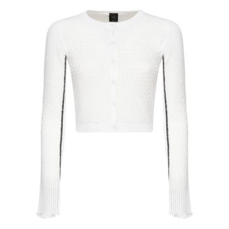 Pinko Pinko, Femme, Pulls, Blanc, Taille: 38 FR Pull Blanc avec Fermeture Boutonn&eacute;e Avant