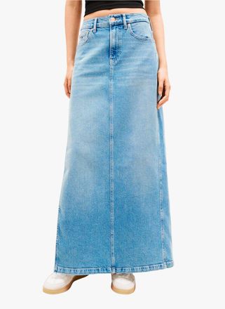 Tommy Hilfiger Jupe longe en denim de coton m&eacute;lang&eacute;