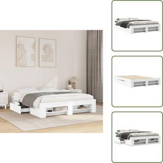 vidaXL Bettgestell Wei&szlig; 150x200 cm Holzwerkstoff - Bettgestell - Bettgestelle - Bettrahmen - Bett