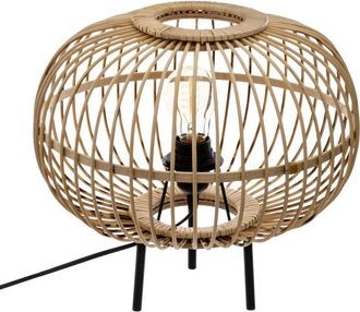 PEGANE Pegane - Lampe trépied à poser, lampadaire en bambou coloris beige et fer noir - diamètre 34 x hauteur 33 cm