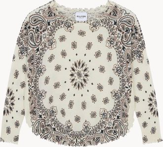 Kujten Pull cachemire col rond imprimé - Pull Mela Western