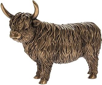 Lesser & Pavey Reflections Bronzed Highland Cow Figurine by