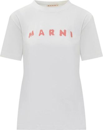 Marni Femme, Tops, Blanc, Taille: 36 FR T-shirt avec Logo Gribouill&eacute;