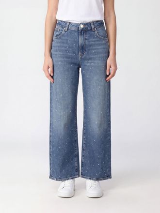 7 For All Mankind Wide Leg Jeans von aus Denim mit hoher Taille und Strassapplikation
