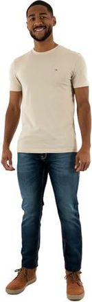 Tommy Jeans T-Shirt Manches Courtes Homme Tee Col Ras-du-Cou, Beige (Newsprint Heather), XS