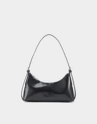 Vagabond Bari mini sac port&eacute; &eacute;paule en cuir brillant noir