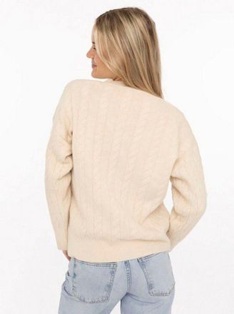 Zwillingsherz Strickpullover Zopfstrick Rundhalsausschnitt, Zopfstrick, Langarm