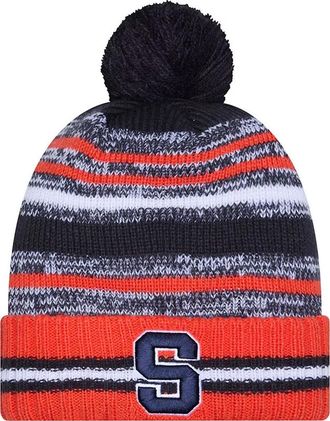 New Era Syracuse Orange Onfield Sport Strickm&uuml;tze mit B&uuml;ndchen und Bommeln, NCAA Cheer Cuff Knit Cap
