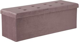 Woltu Woltu - Banc de Rangement Pliable Pouf, Coffre de Rangement Int&eacute;rieur, Rembourr&eacute; en Velours, 118L, 110x37, 5x38cm, Rose