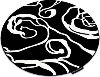 RugsX Rugsx - Teppich hampton Rosa Kreis Rose, Blumen schwarz black rund 120 cm