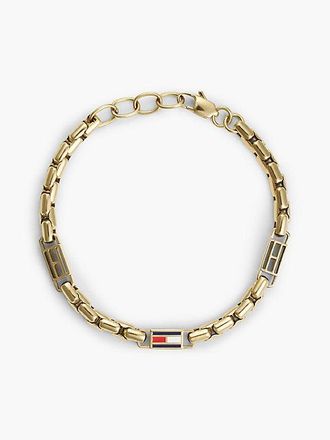 Tommy Hilfiger Bracelet &agrave; maillons plaqu&eacute; or et drapeau 3D