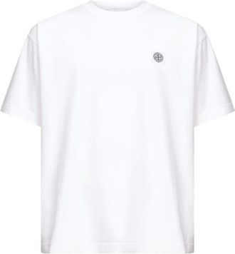 Stone Island Homme, Tops, Blanc, Taille: S Compass Patch T-Shirt