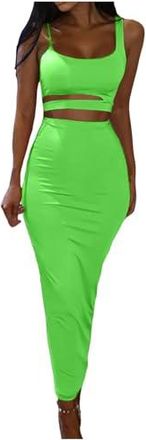 Generic Robe Cocktail Femme - Costume Jupe Femme &Eacute;l&eacute;gant Deux Pi&egrave;ces Robe Pliss&eacute;e avec D&eacute;tail Creux pour Occasion Sp&eacute;ciale