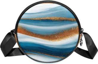 Generic Sac &agrave; bandouli&egrave;re rond rond pour femme, petit sac &agrave; bandouli&egrave;re marbr&eacute; avec fermeture &eacute;clair et bretelles r&eacute;glables