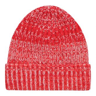 Malo Kaschmir Rippstrick Beanie M&uuml;tze - - Accessories - Herren - Rot - ONE SIZE