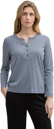 Tom Tailor 1045558 T-Shirt, 37186-printed Blue White Minimal, M Femmes