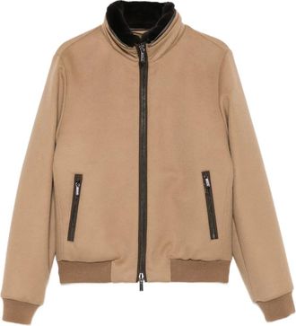 Moorer veste zippée à bords en fourrure - Marron