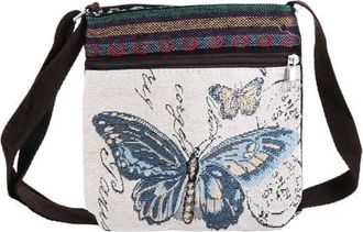 Generic Sac à bandoulière en toile de style ethnique, sac à bandoulière motif animal brodé, sac à main fourre-tout en tricot style ethnique décontracté, a