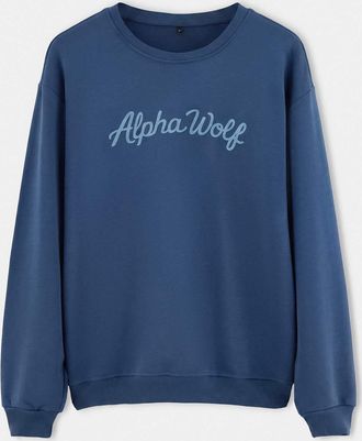 Trendyol MAN Herren Blau Slogan Lang Oversize Sweatshirts