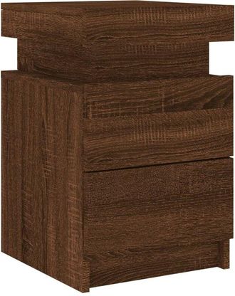 vidaXL Nachttisch mit LED-Leuchten Braun Eiche-Optik 35x39x55 cm Vidaxl