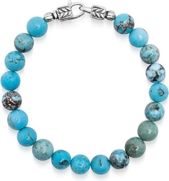 Nialaya Homme, Accessoires, Gris, Taille: XL Turquoise Healing Bracelet with Silver Lock