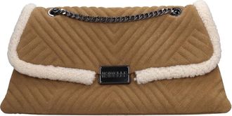 Rebelle Femme, Sacs, Brun, Taille: ONE Size Sac bandouli&egrave;re en su&egrave;de et tissu