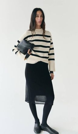 Mango Pull-over en maille &agrave; rayures &eacute;cru - Femme - XS - MANGO