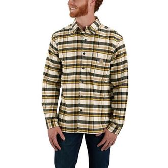Carhartt Work in Progress Rugged Flex Chemise &agrave; carreaux en flanelle &agrave; manches longues pour homme Coupe d&eacute;contract&eacute;e Poids moyen, Marron, Taille XL