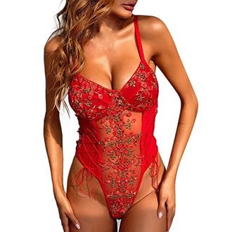 Generic Bustier Dentelle Femme Ensemble sous V&ecirc;Tement Femme Marque Body Femme Manche Courte Bustier Chic pour Soir&eacute;E Ensemble sous Vetement Mere Noel Body Fem