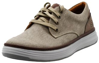Skechers Mens Moreno Canvas Oxford Shoe, Stone, 9.5 Wide, 42.5 EU Weit