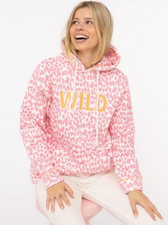 Zwillingsherz Hoodie Leo Pastell Leomuster und WILD Applikation, Kapuze, Tasche, Baumwollmischung