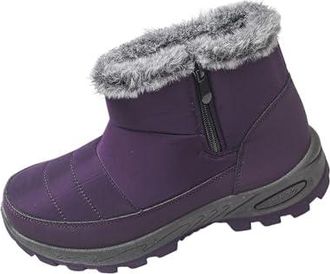 Generic Bottes dhiver pour femme avec doublure en polaire chaude - Bout rond - Talon plat classique - Fermeture &eacute;clair lat&eacute;rale - Confortables - Antid&eacute;rapante