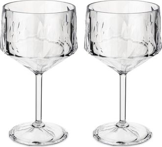 Koziol Superglas Club No. 15, 2 St&uuml;ck, 400 ml, Cocktail- und Gin-Glas mit Stiel aus kristallklarem Kunststoff, luxuri&ouml;s, unzerbrechlich, wiederverwendbar, Pa