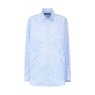 Roberto Cavalli Gestreiftes Hemd mit Zebra-Muster - - Shirts - Herren - Blau - M
