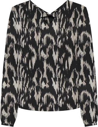 Only Onlnova Life Elite L/S Mallory Top AOP Haut, Noir/OOP : 590 Rough Animal, M Femme